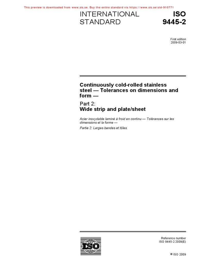 ISO - 9445 - 2 - 2009 - Continuously Cold-Rolled Stainless Steel ...