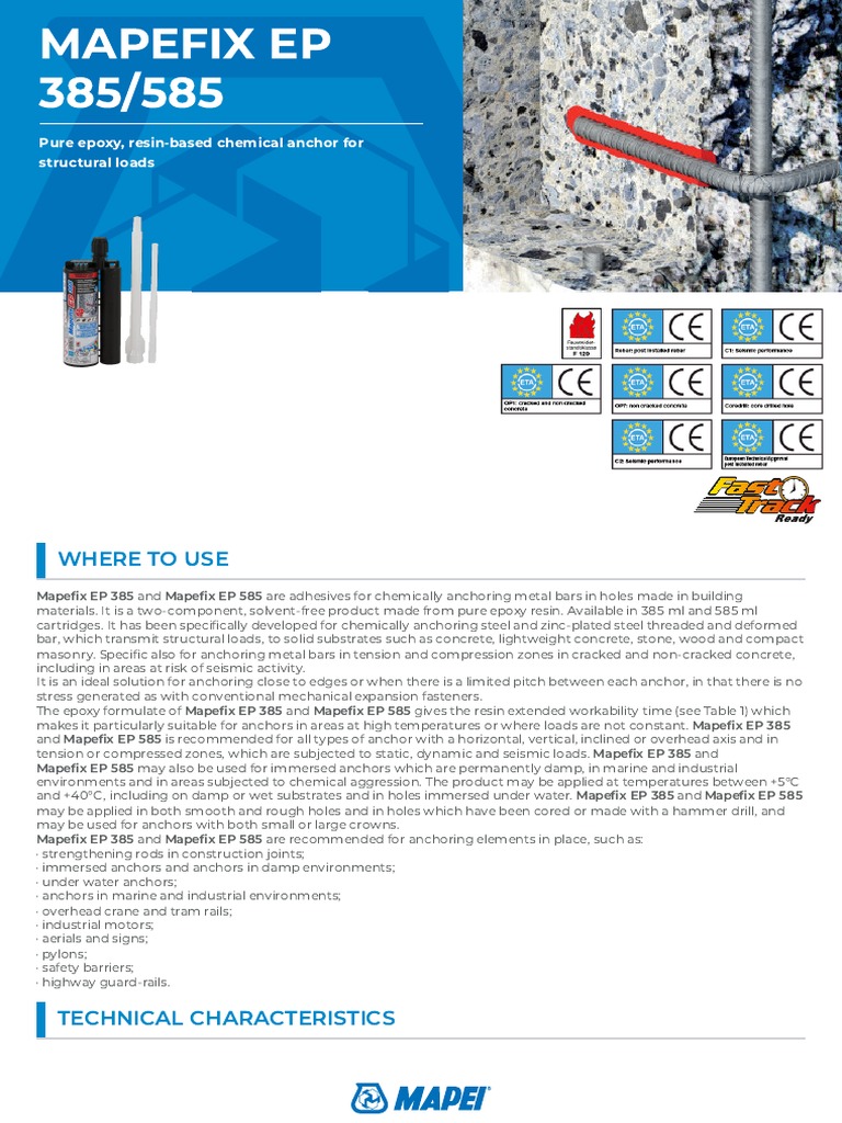 Mapefix EP 385 - TDS | PDF | Civil Engineering | Chemistry