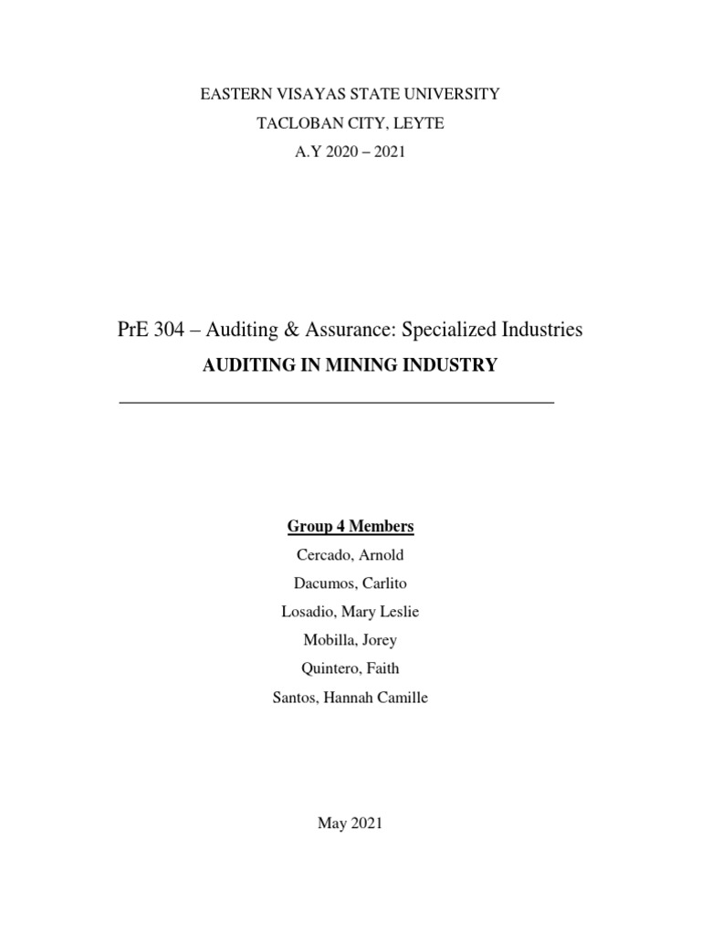 Auditing and Assurance - Mining Industries WORD | PDF | Audit | Mining