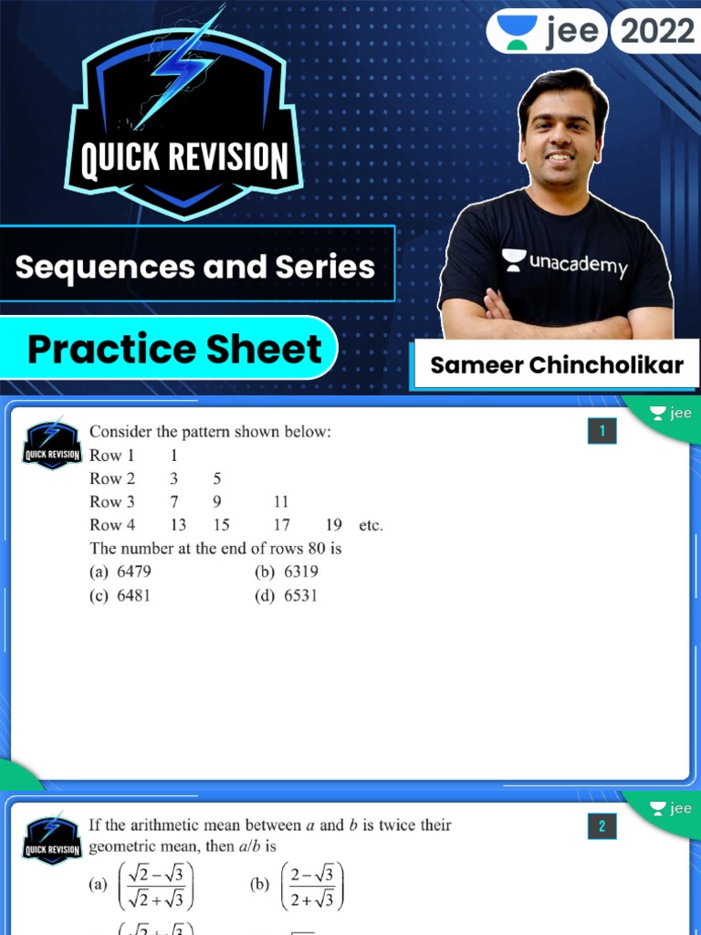 Practice Sheet: Sequences and Series | PDF
