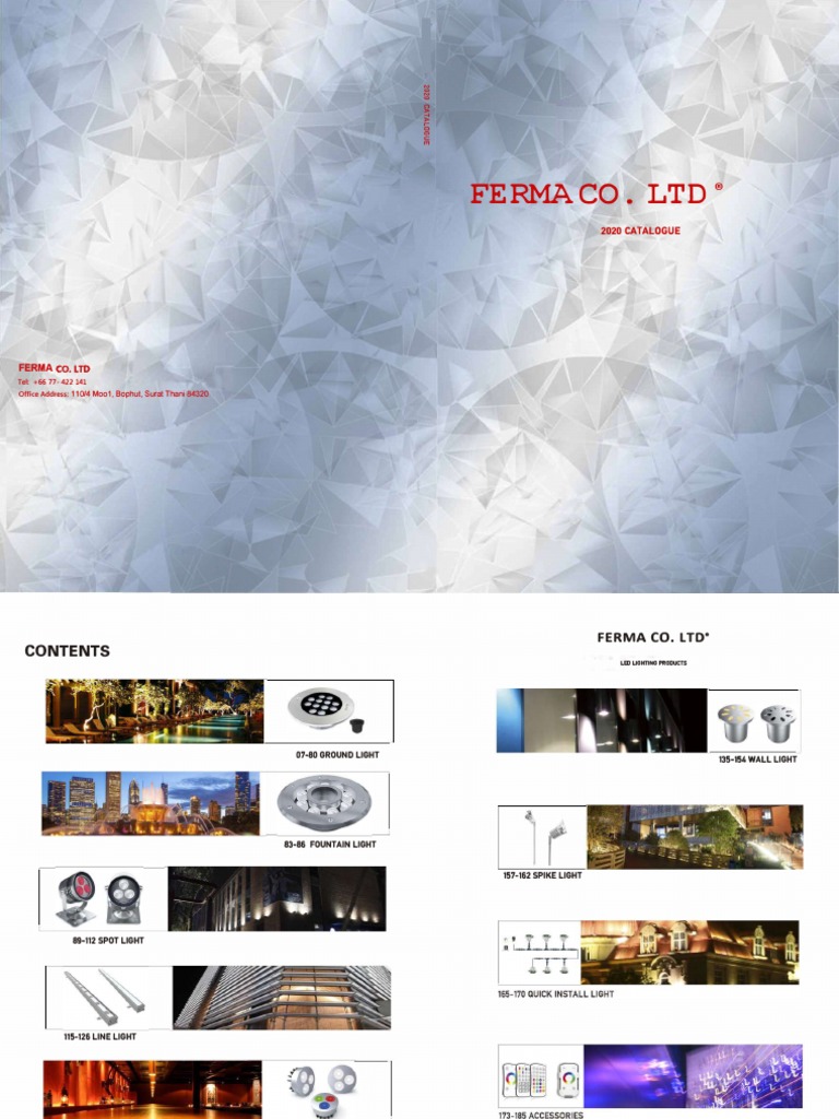 Ferma Co. LTD: 2020 Catalogue | PDF | Lighting | Rgb Color Model