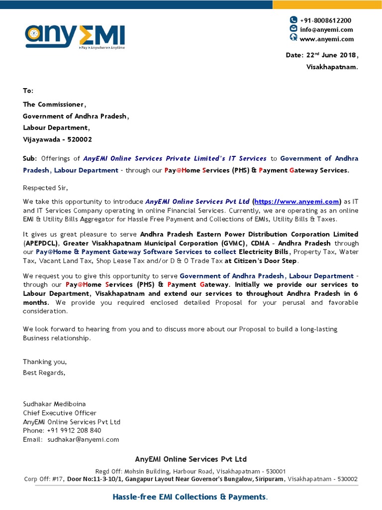 Offer Letter To Labour Department - anyEMI | PDF | Government