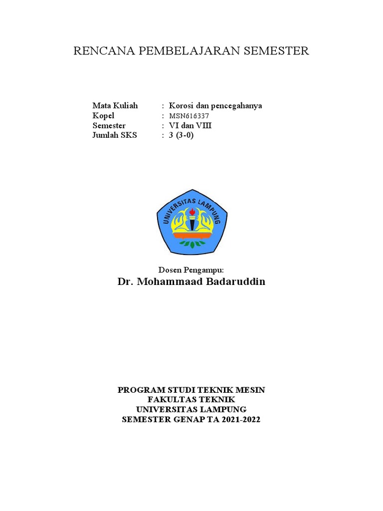 RPS Korosi Dan Pencehananya Genap 2021-2022 | PDF