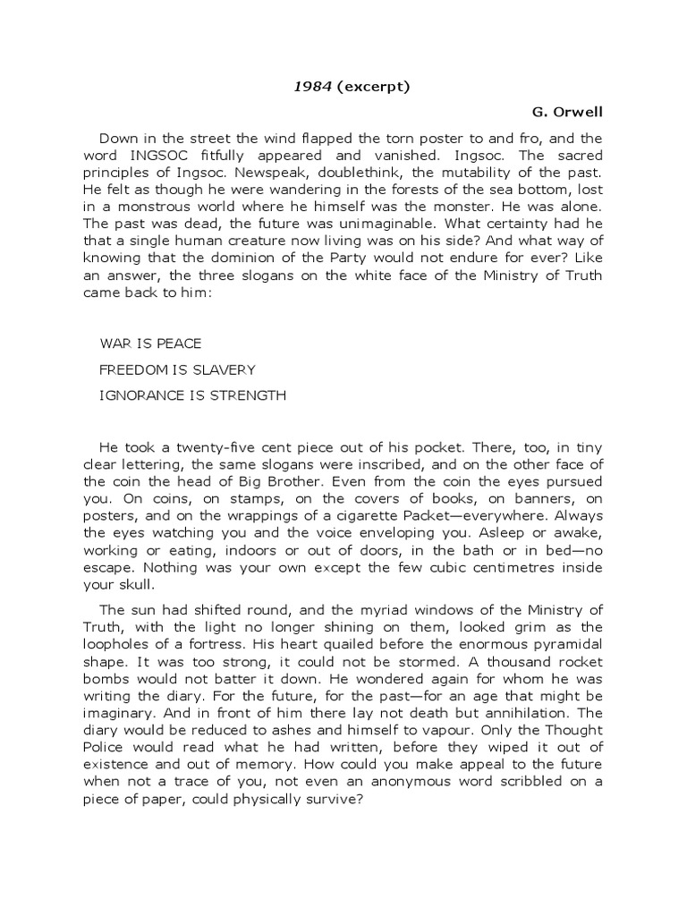 1984 Excerpt For Translation | PDF | Mystery, Thriller & Crime Fiction ...