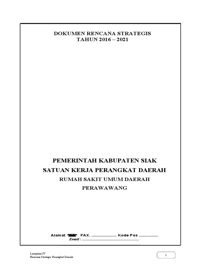 Renstra Rsud Perawang | PDF | Bisnis