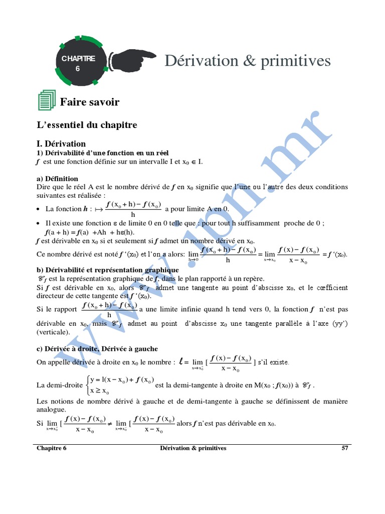 Dérivation et Primitives Simplifiées | PDF | Fonction monotone ...