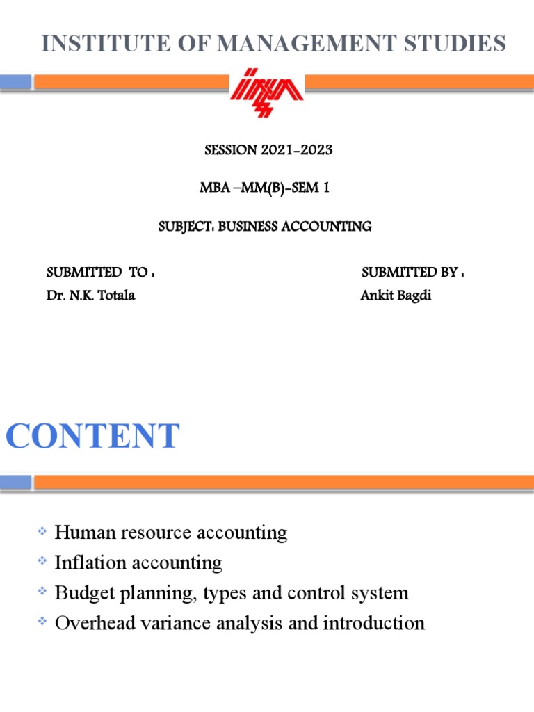 Ankit Bagdi (Sec. B) Business Accounting | PDF | Budget | Inflation