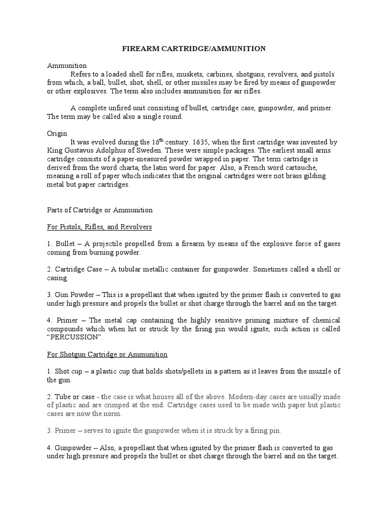 Firearm Ammunition and Cartridge Cases | PDF | Cartridge (Firearms ...