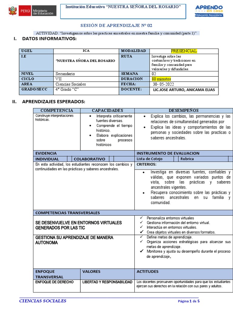 4º Sesion 2 CCSS Sec | PDF | Maestros | Aprendizaje