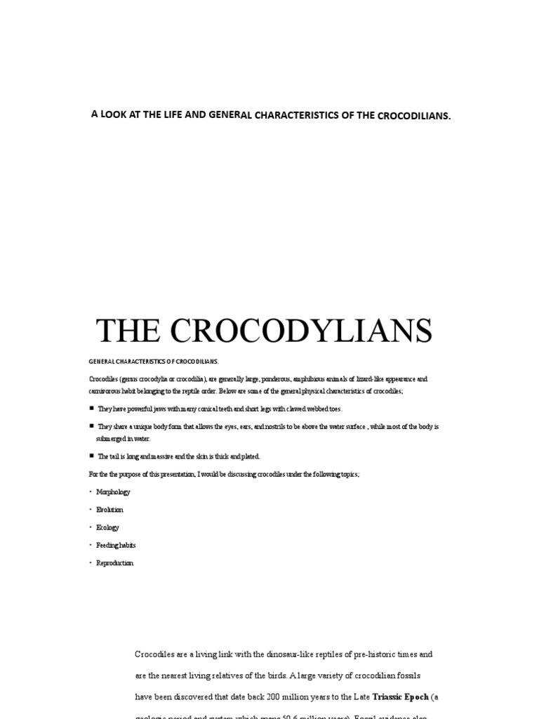 A Look at The Life and General Characteristics of The Crocodilians ...