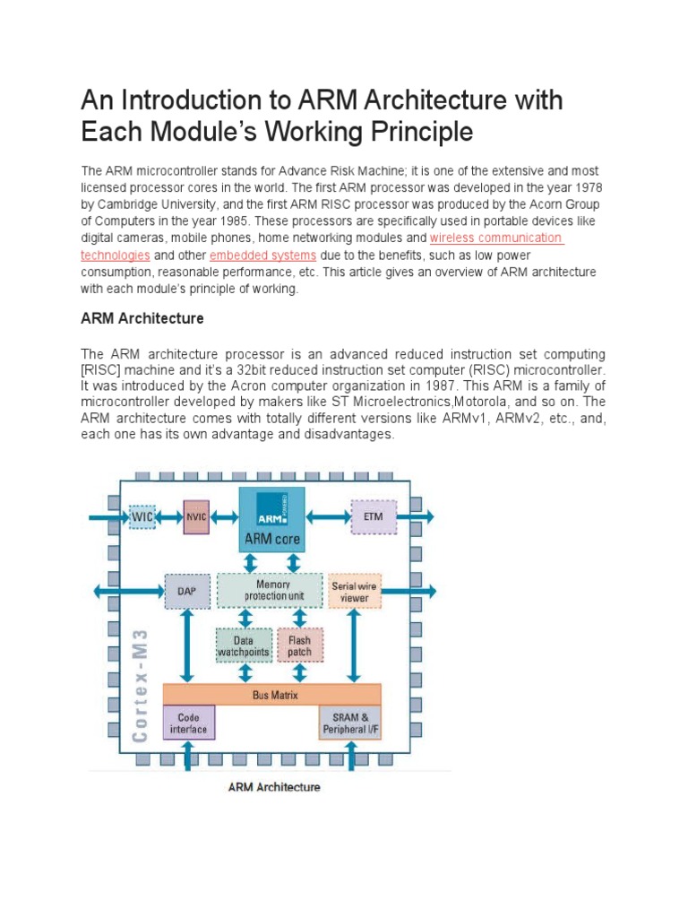 An Introduction To ARM Architecture With Each Module | PDF | Arm ...