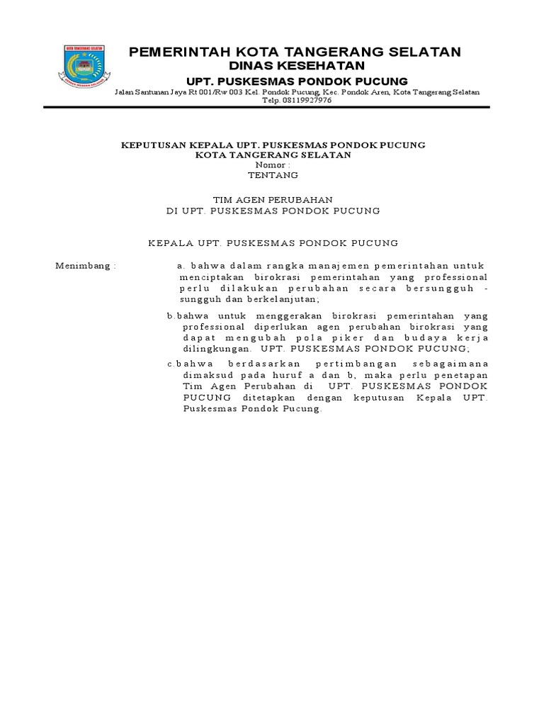 SK Tim Agen Perubahan | PDF