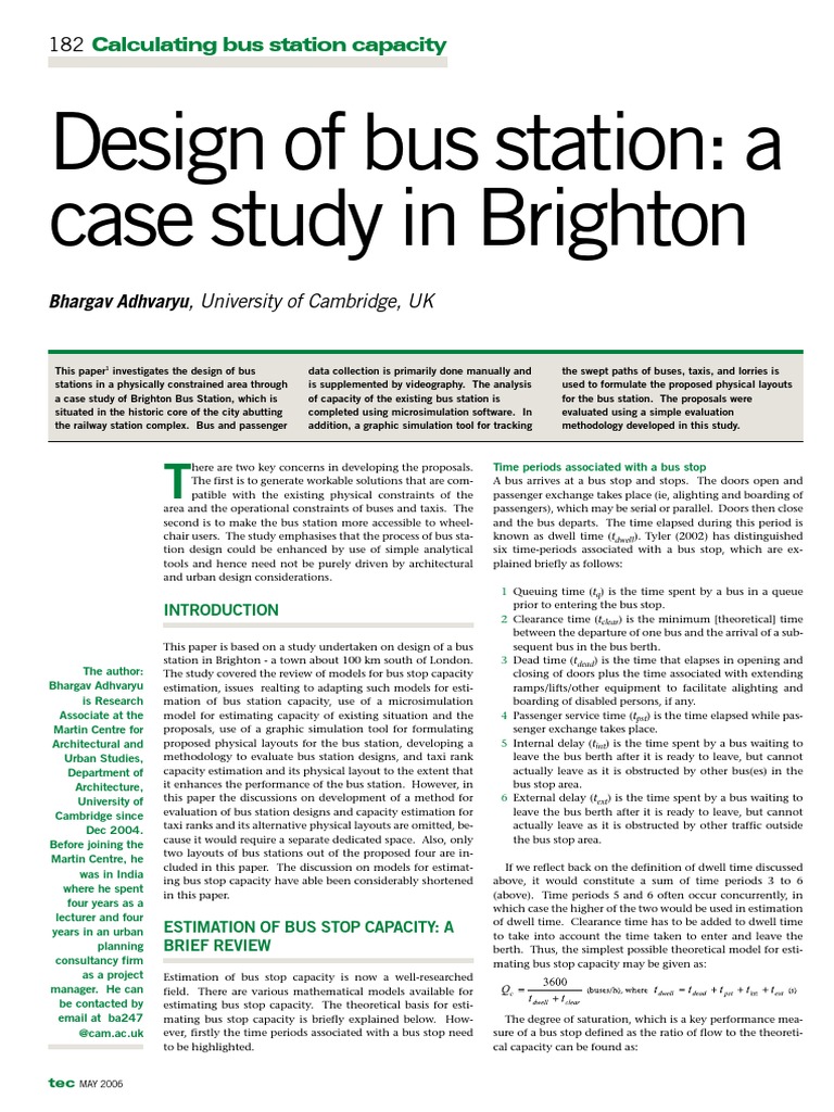 Design of Bus Station: A Case Study in Brighton | PDF | Bus | Simulation