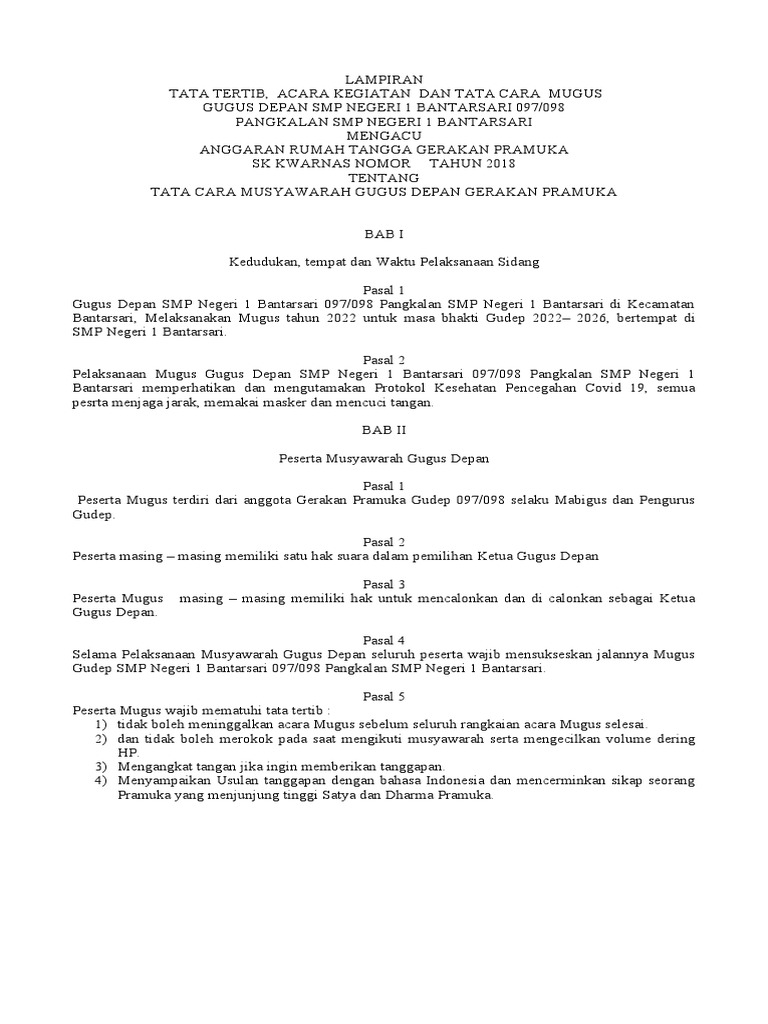 MUGUS 22 SMP Negeri 1 Bantarsari | PDF