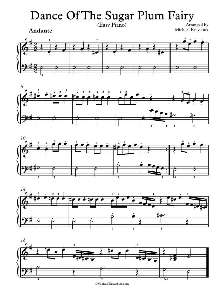 Dance of The Sugar Plum Fairy Easy Full Score | PDF