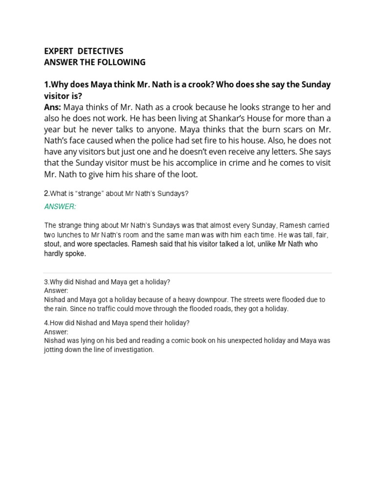 Expert Detectives Questions and Answers | PDF