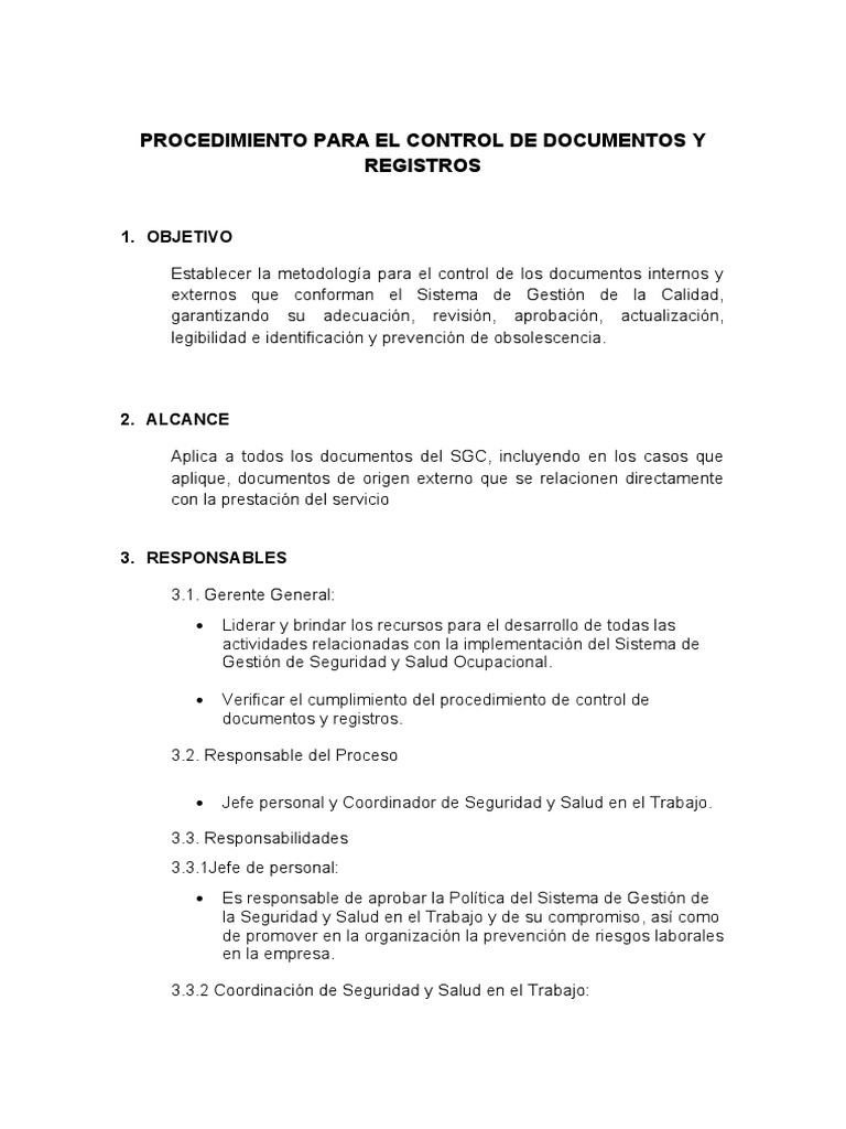 2.2 Procedimiento para El Control de Documentos y Registros Rev 1.0 ...
