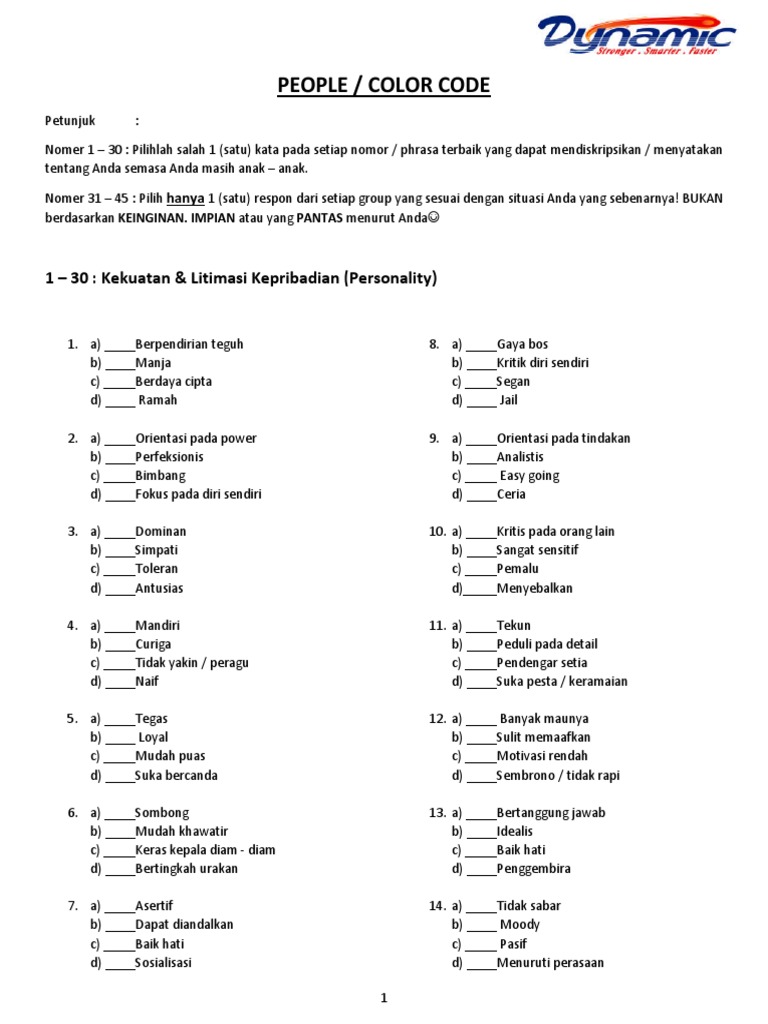 SOAL Color Code | PDF
