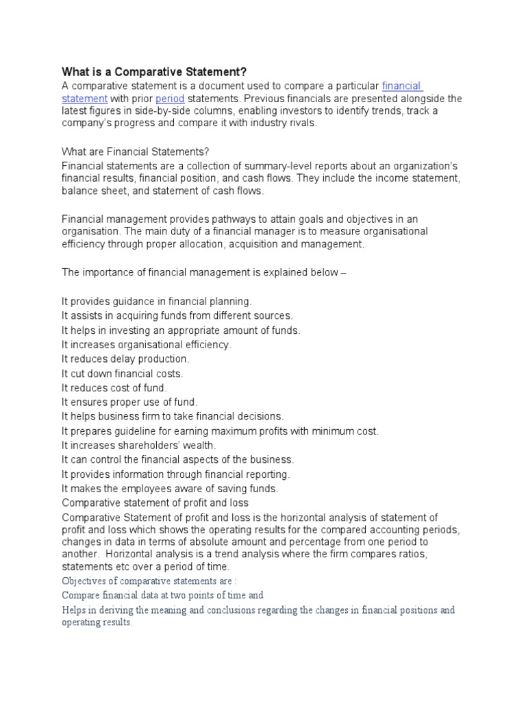 What Is A Comparative Statement? | PDF | Income Statement | Balance Sheet