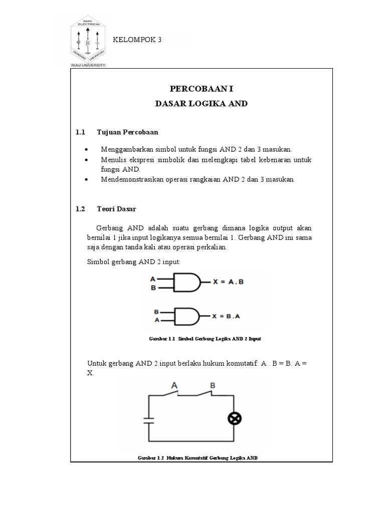 Panduan Praktikum Logika AND | PDF | Metode & Bahan Ajar