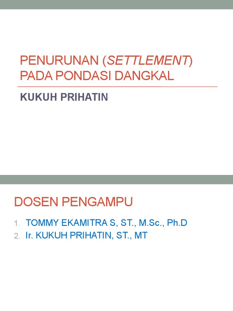 Pertemuan 4 Penurunan Settlement Pdf
