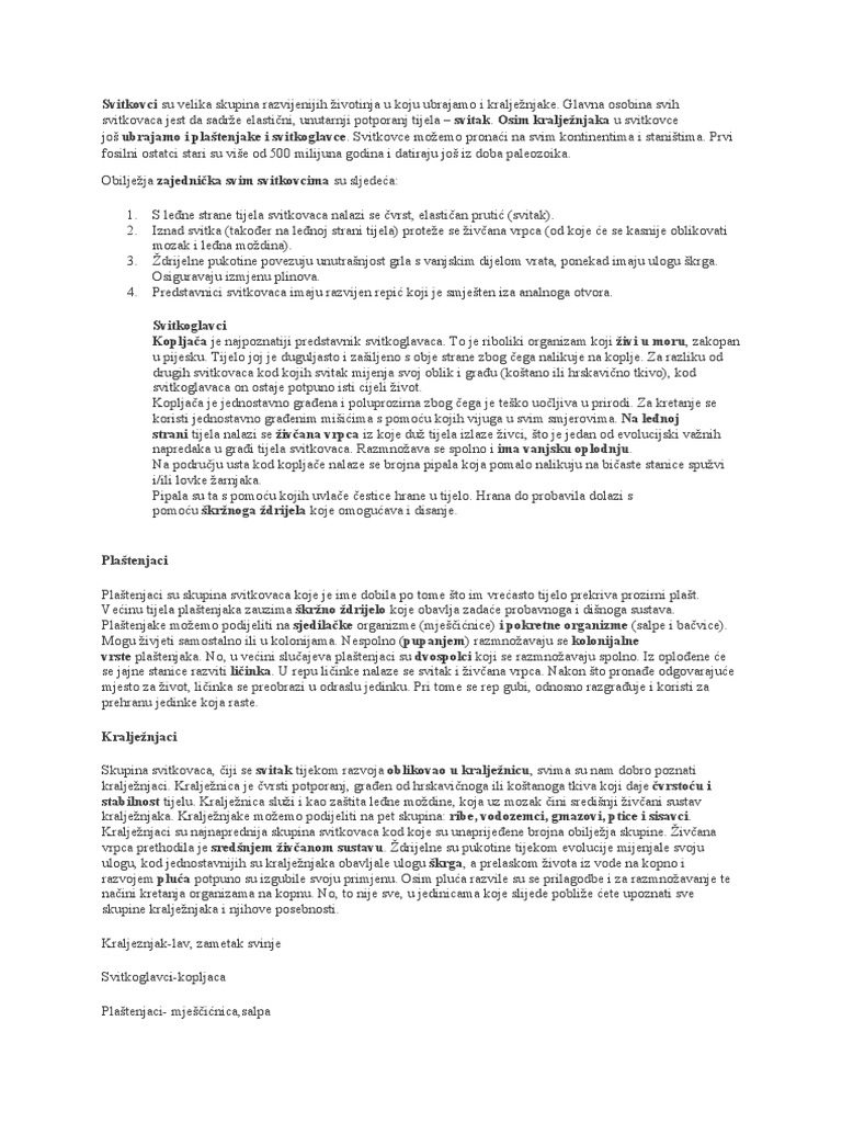 Svitkovci, Ptice, Ribe, Vodozemci, Gmazovi I Sisavci | PDF