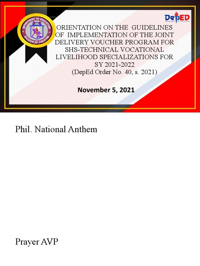 JDVP ORIENTATION 2021 2022 PPT For Cris Umoso | PDF | School Voucher ...