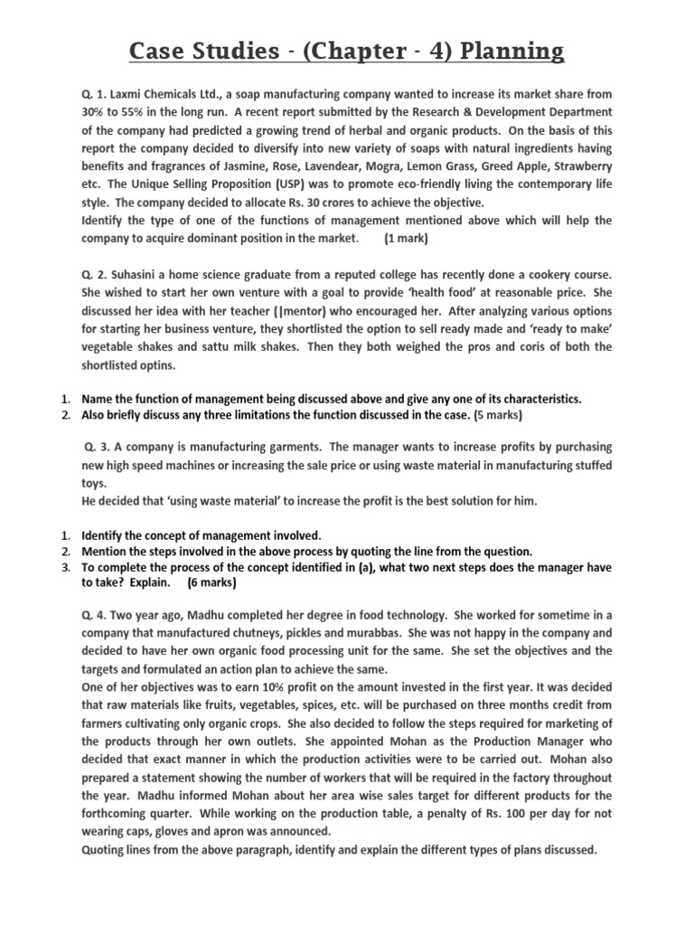 Case Studies - (Chapter - 4) Planning | Descargar gratis PDF | Marketing | Advertising