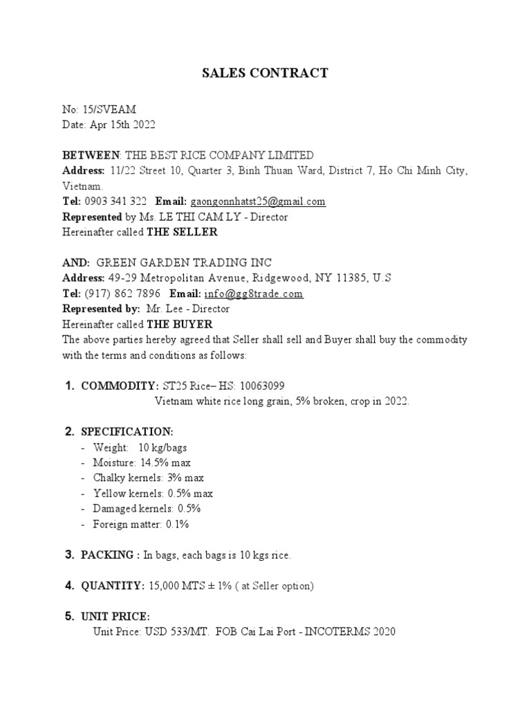 Sales Contract | PDF | Private Law | Business