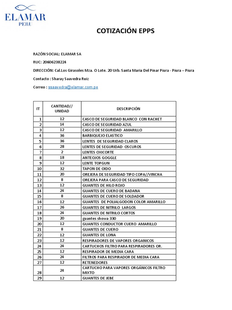 Cotización Epps | PDF