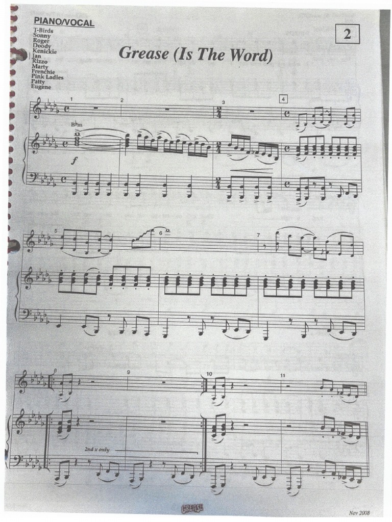 Grease Is The Word - 2007 PV Score | PDF