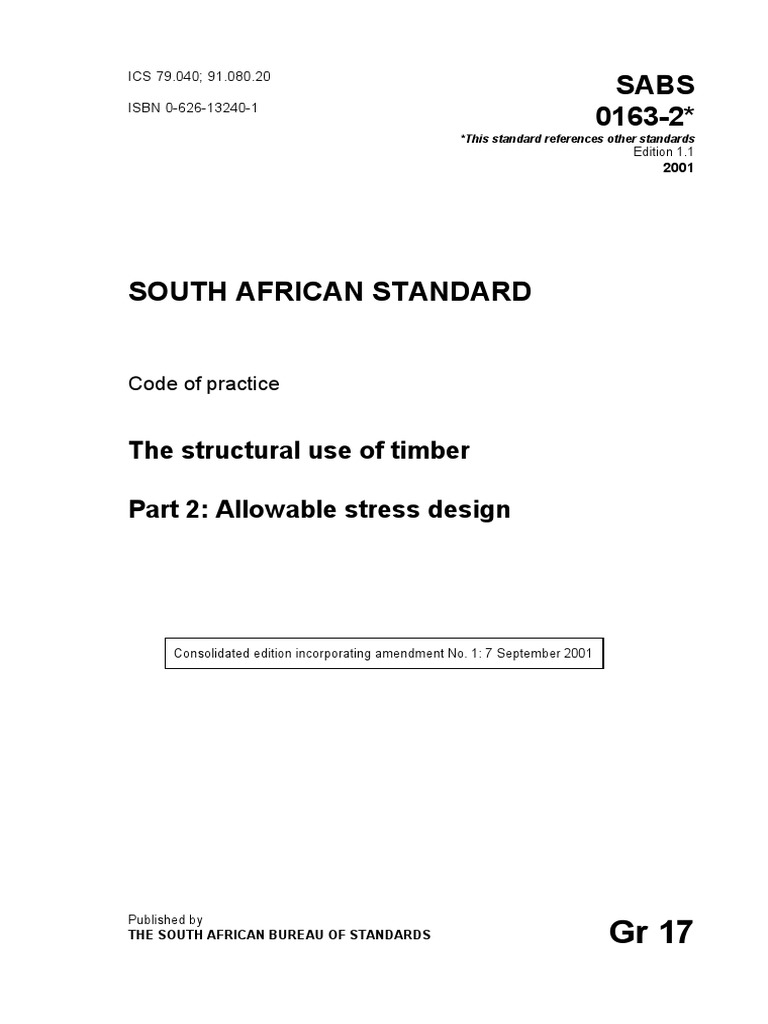 SANS 10163-2 - Structural Use of Timber | PDF | Bending | Materials