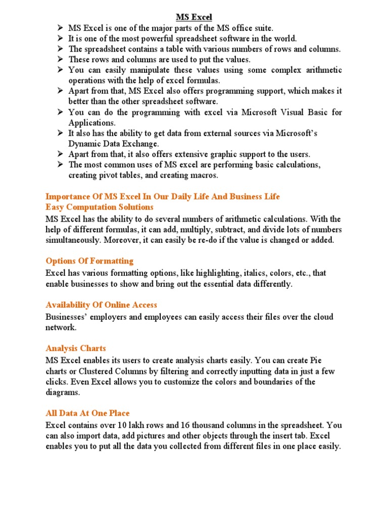 Importance of MS Excel in Our Daily Life and Business Life Easy ...