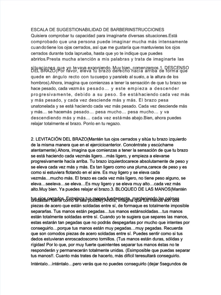Escala de Barber | PDF | Hipnosis | Psicología clínica