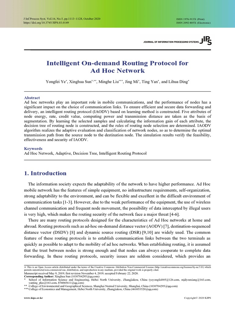 Intelligent On Demand Routing Protocol For Ad Hoc Network Pdf Routing Wireless Ad Hoc Network