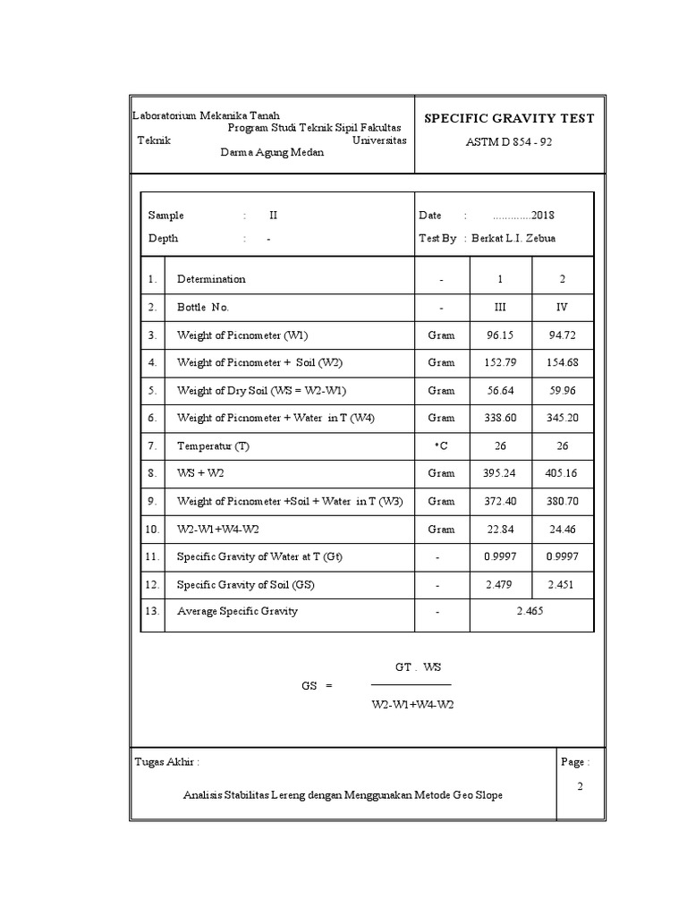 Specific Gravity Test | Download Free PDF | Mass | Physical Quantities