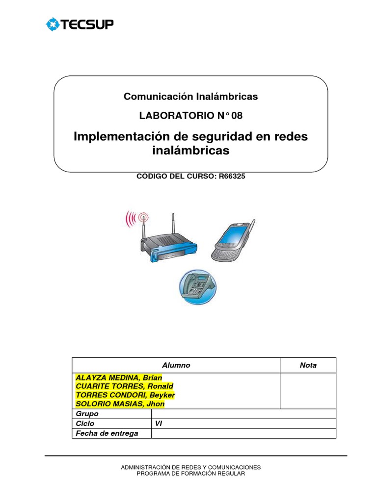 Laboratorio 08 - Implementación de Seguridad en Redes Inalámbricas | PDF | Contraseña ...