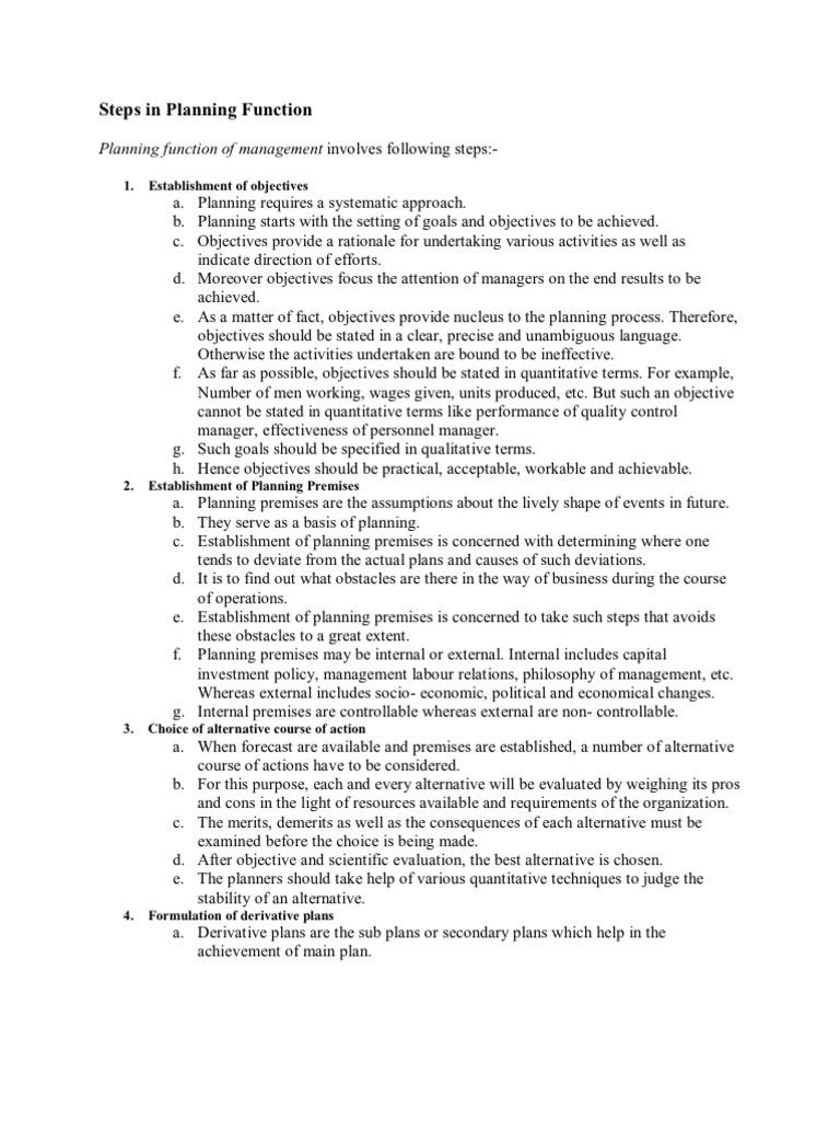 Planning Function in Management | PDF | Goal | Planning