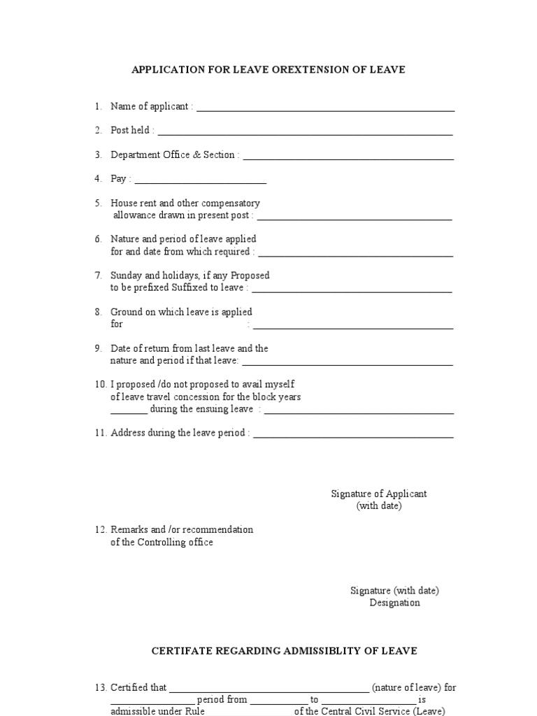 Leave Application Form Template | PDF