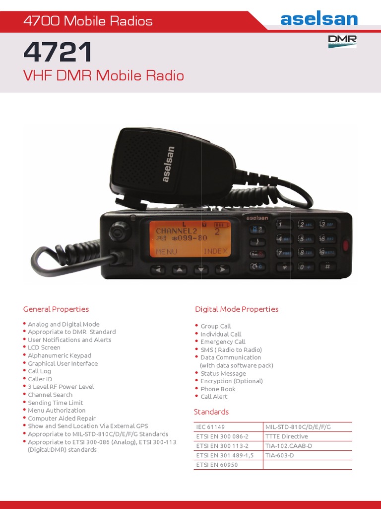 4721 VHF DMR Mobile Radio | PDF | Radio | Communication
