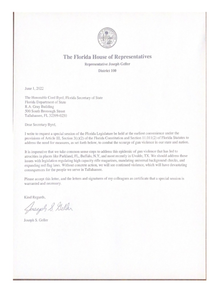 Special Session Request Letter | PDF