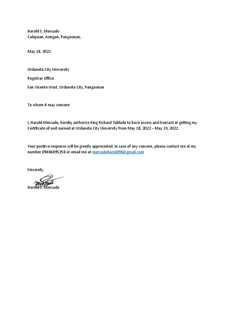 Autorization Letter | PDF