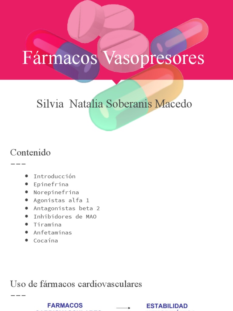 1 Fármacos Vasopresores | PDF | Norepinefrina | Medicina CLINICA