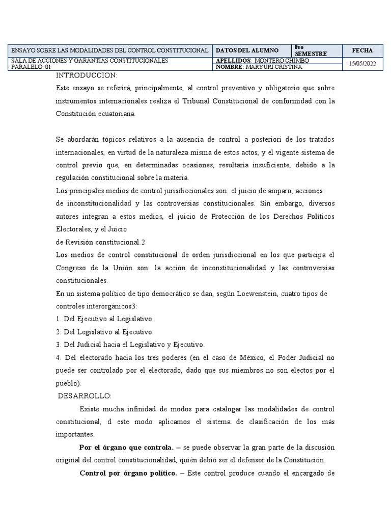 Modalidades del Control Constitucional en México | PDF | Juez ...