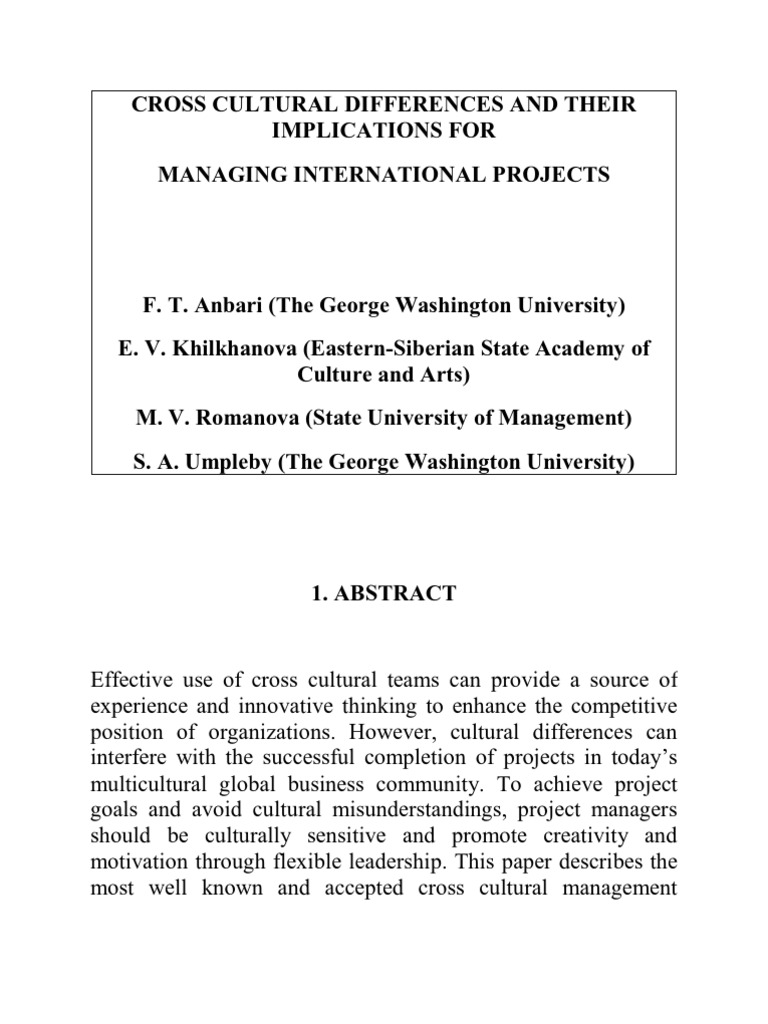Cross Cultural Differences and Their Implications For | PDF ...