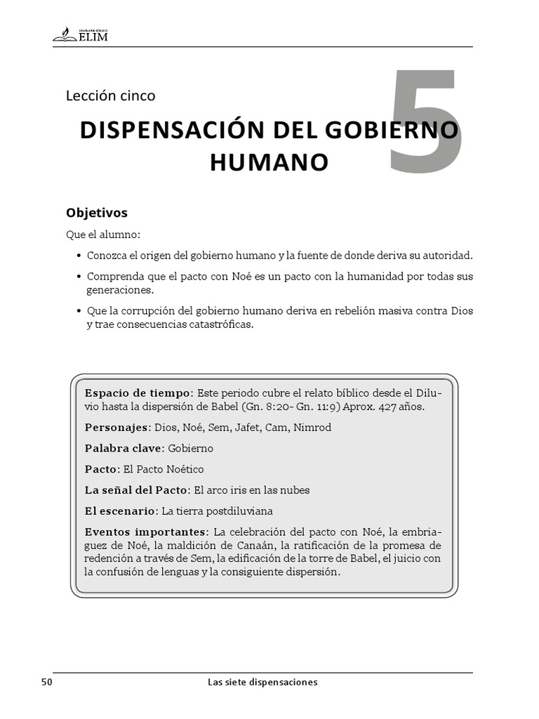 Lección 5 - Dispensación Del Gobierno Humano | PDF | Jamón (Hijo De Noé ...