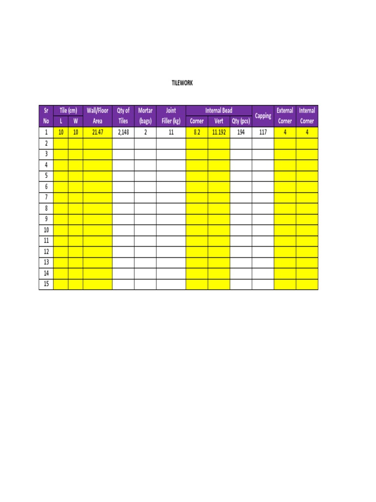 Estimation of Tiles - Sample | PDF | Tile | Building Technology