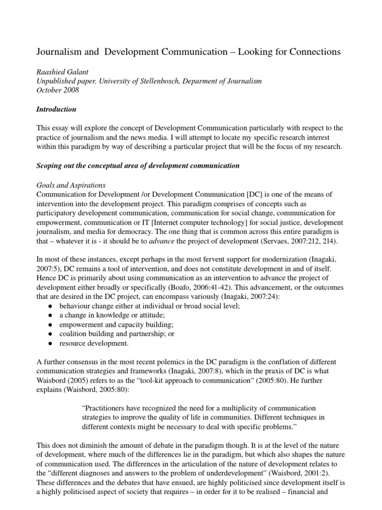 Journalism & Development | PDF | Journalism | Mass Media