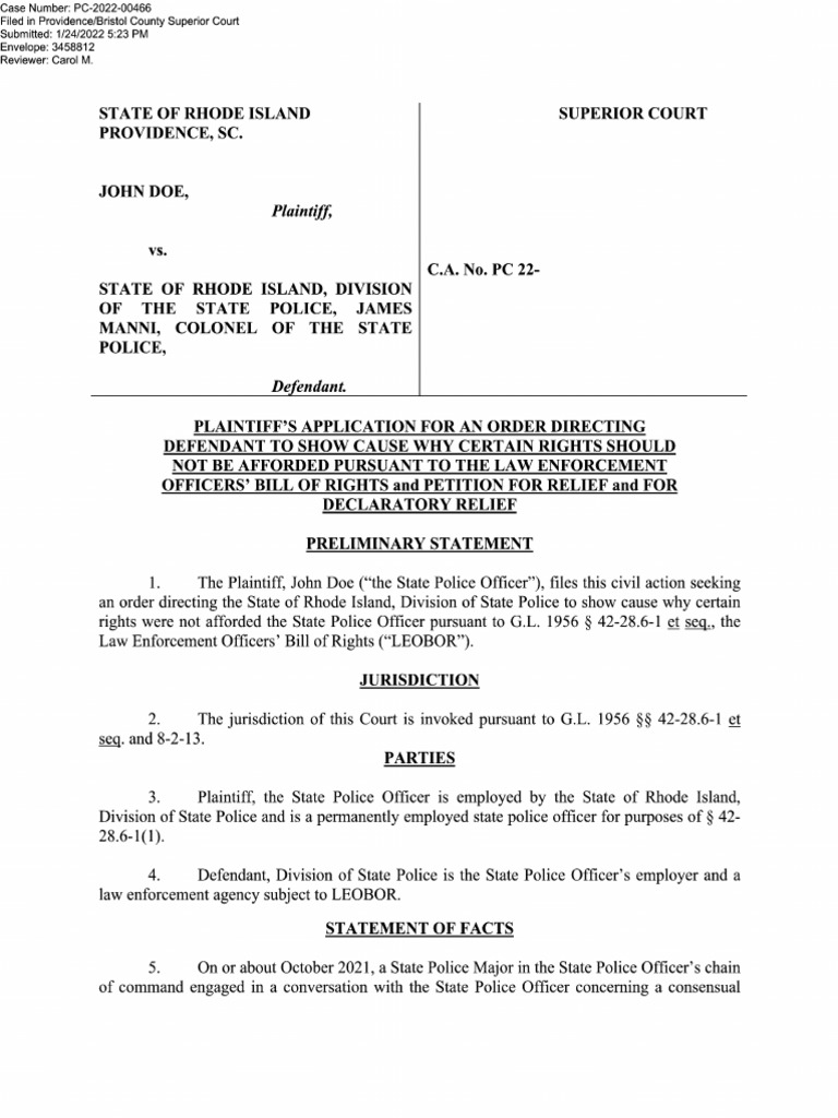 RISP John Doe Complaint | Download Free PDF | Probation | Mental Health