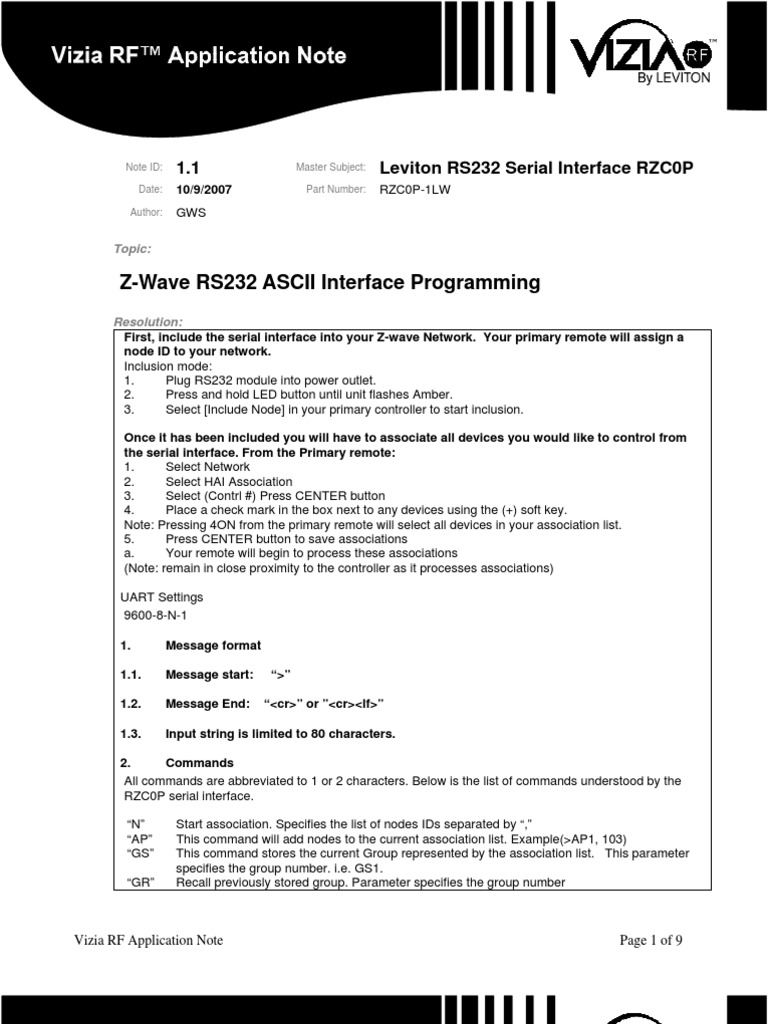 ASCII RS232 Interface Programming | PDF | Interface (Computing) | Computer Network